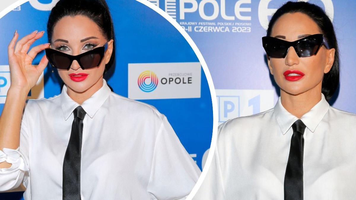 Opole 2023: Elegancka Justyna Steczkowska pozuje na ściance. ZDJĘCIA